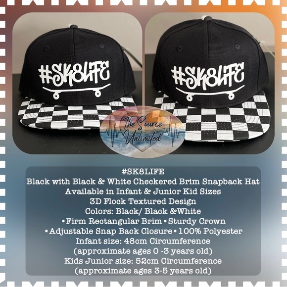 Accessories | New Sk8life Checkered Brim Snapback Hat Infant Junior Kid ...